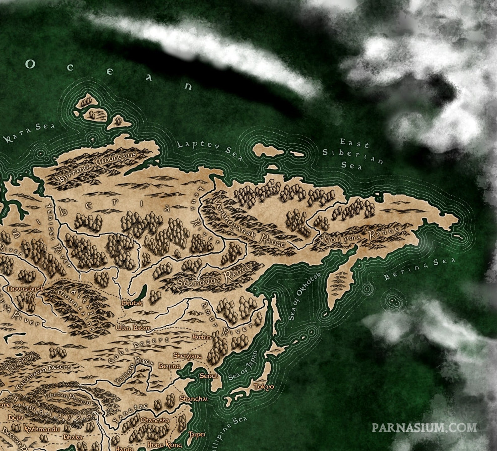 Fantasy Inspired Illustrated Map Poster of the World, Large World Map ...