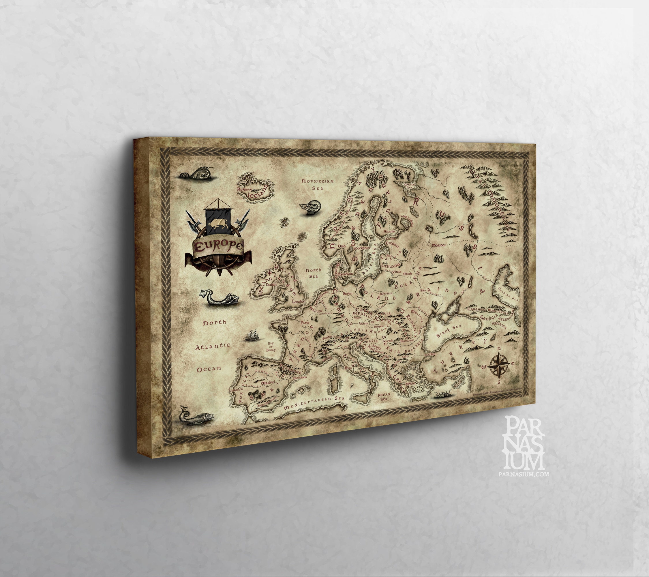 Canvas Map of Europe, Fantasy Europe Map on Canvas - Etsy