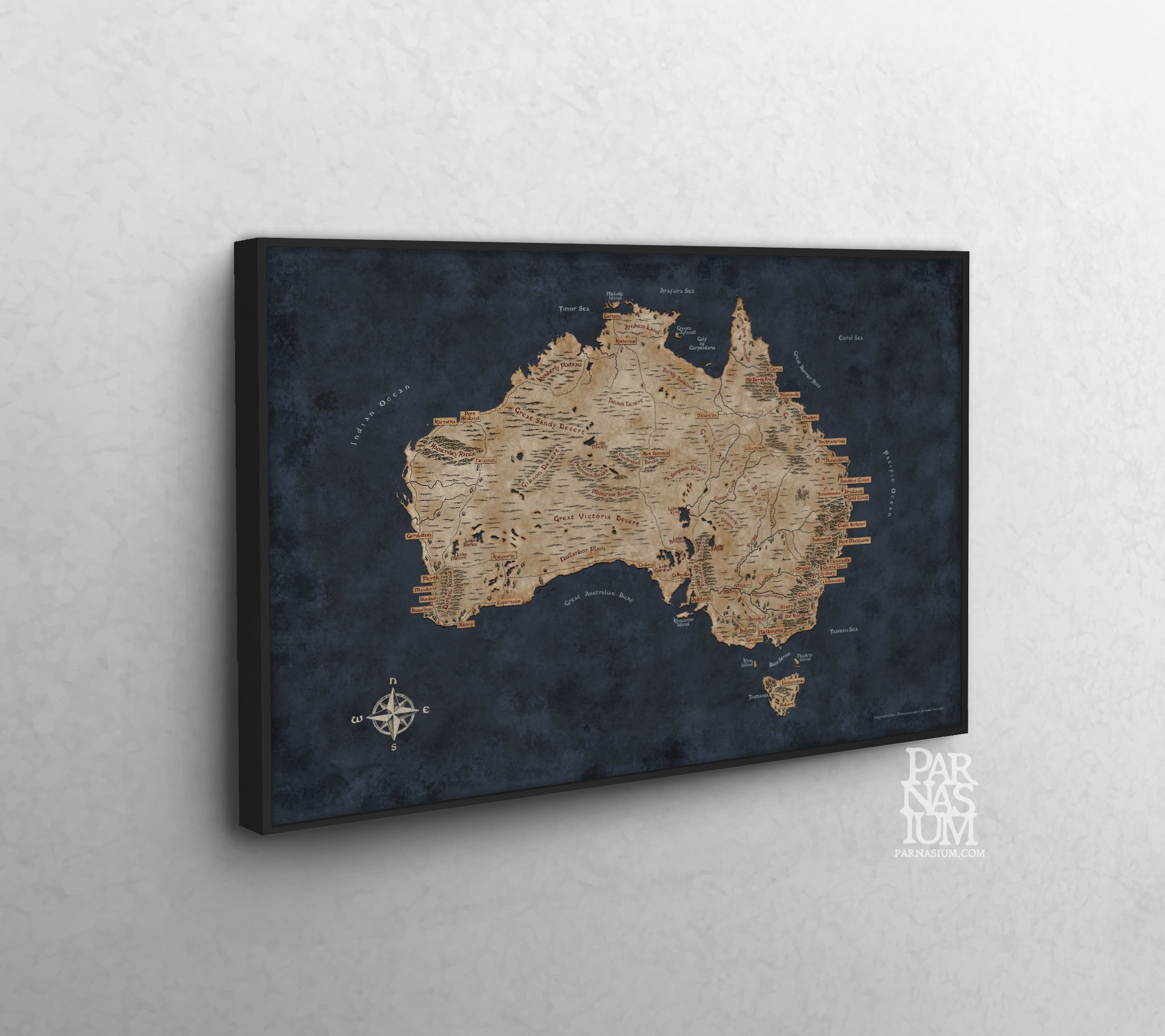 Canvas Map of Australia Fantasy Australia Map on Canvas - Etsy