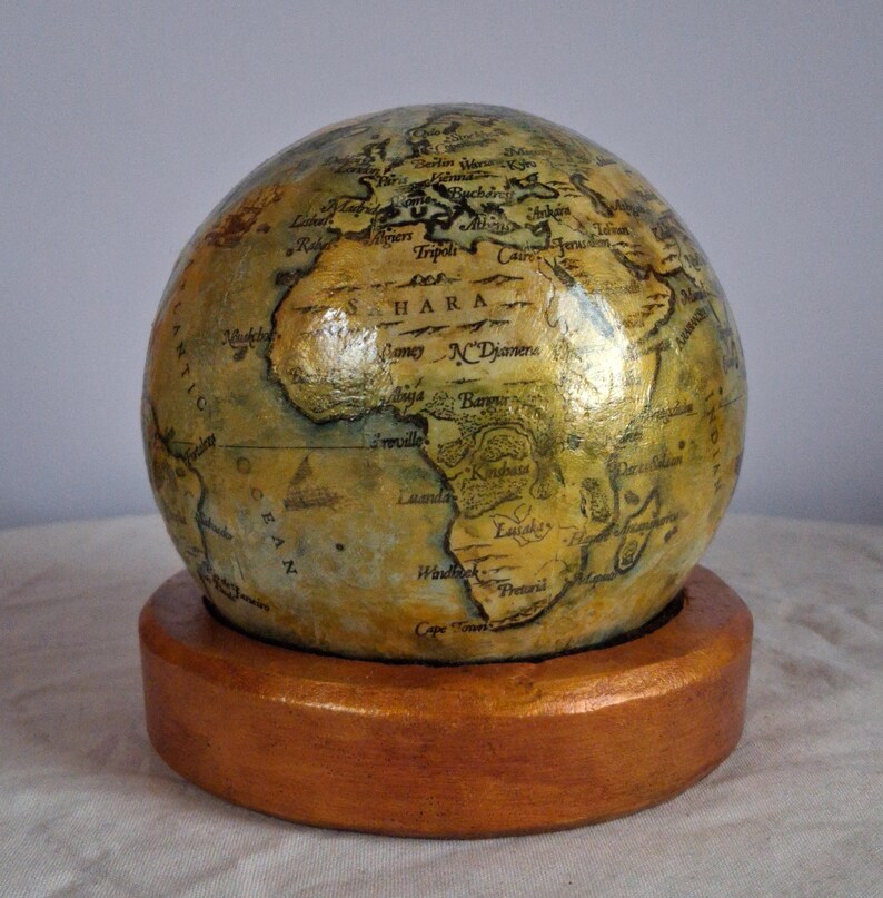 Handcrafted Globe, Handpainted Mini Desk Globe, Small Golden Globe - Etsy