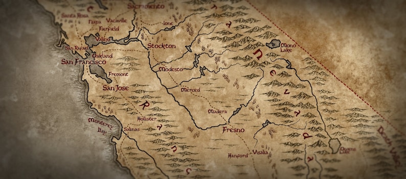 Map of California Fantasy California Map - Etsy