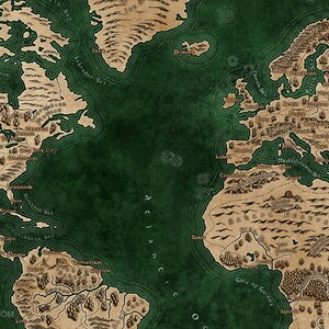 Fantasy Inspired Illustrated Map Poster of the World, Large World Map ...