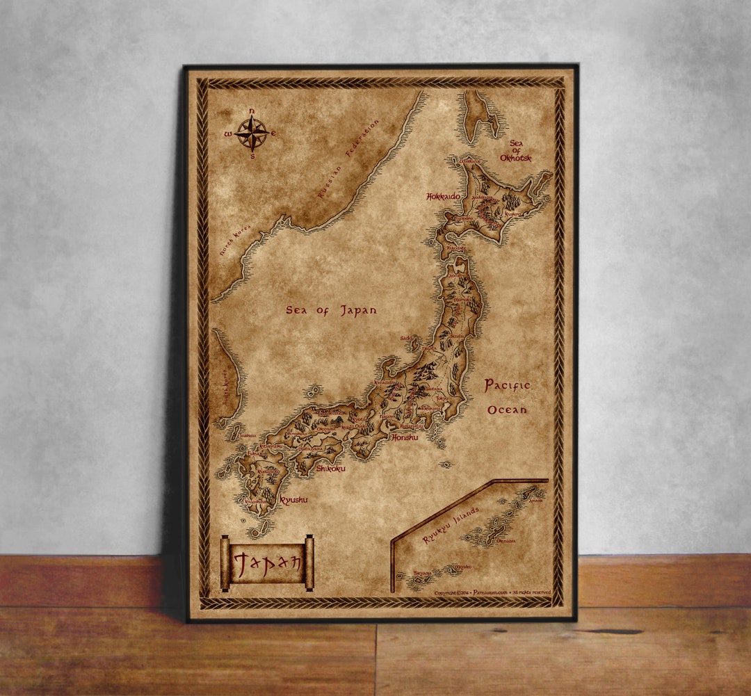Map of Japan, Fantasy Japan Map, Canvas Map of Japan - Etsy
