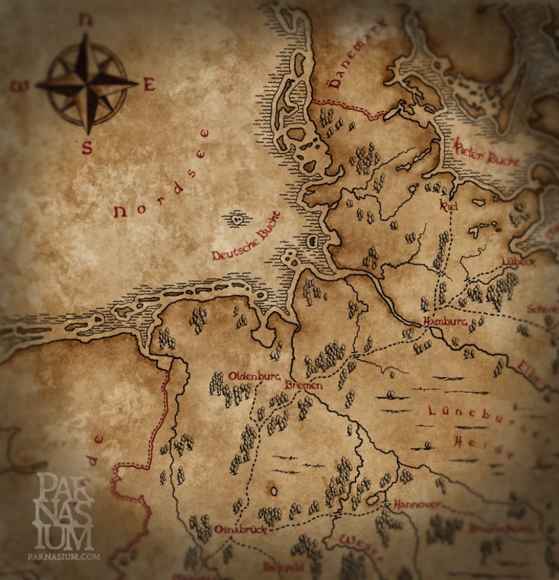 Fantasy Style Illustrated Map of Germany Art Germany Map - Etsy New Zealand