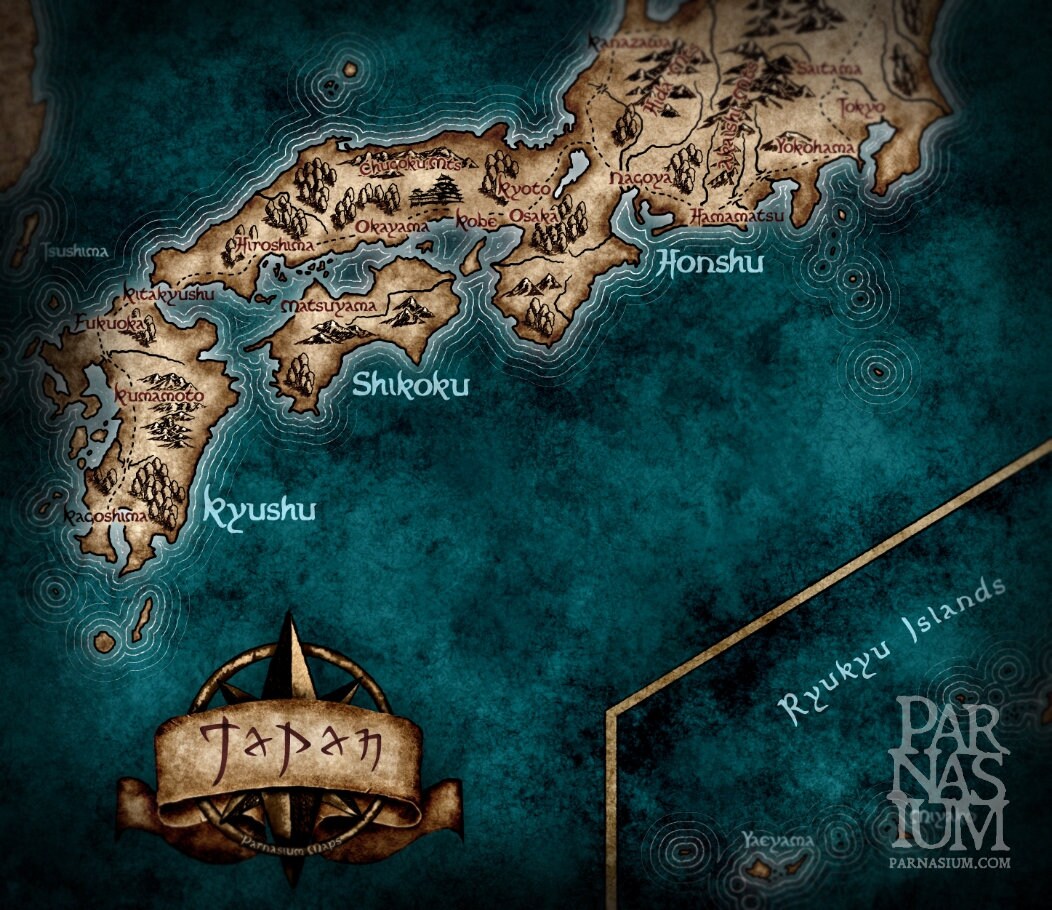 Canvas Map of Japan, Fantasy Japan Map on Canvas - Etsy