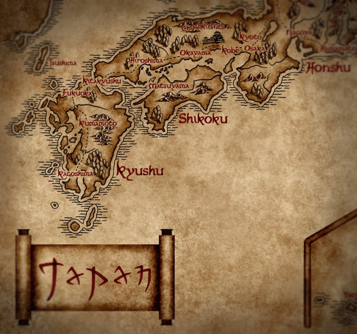 Fantasy Japan Canvas Map: Unique Wall Decor - Etsy
