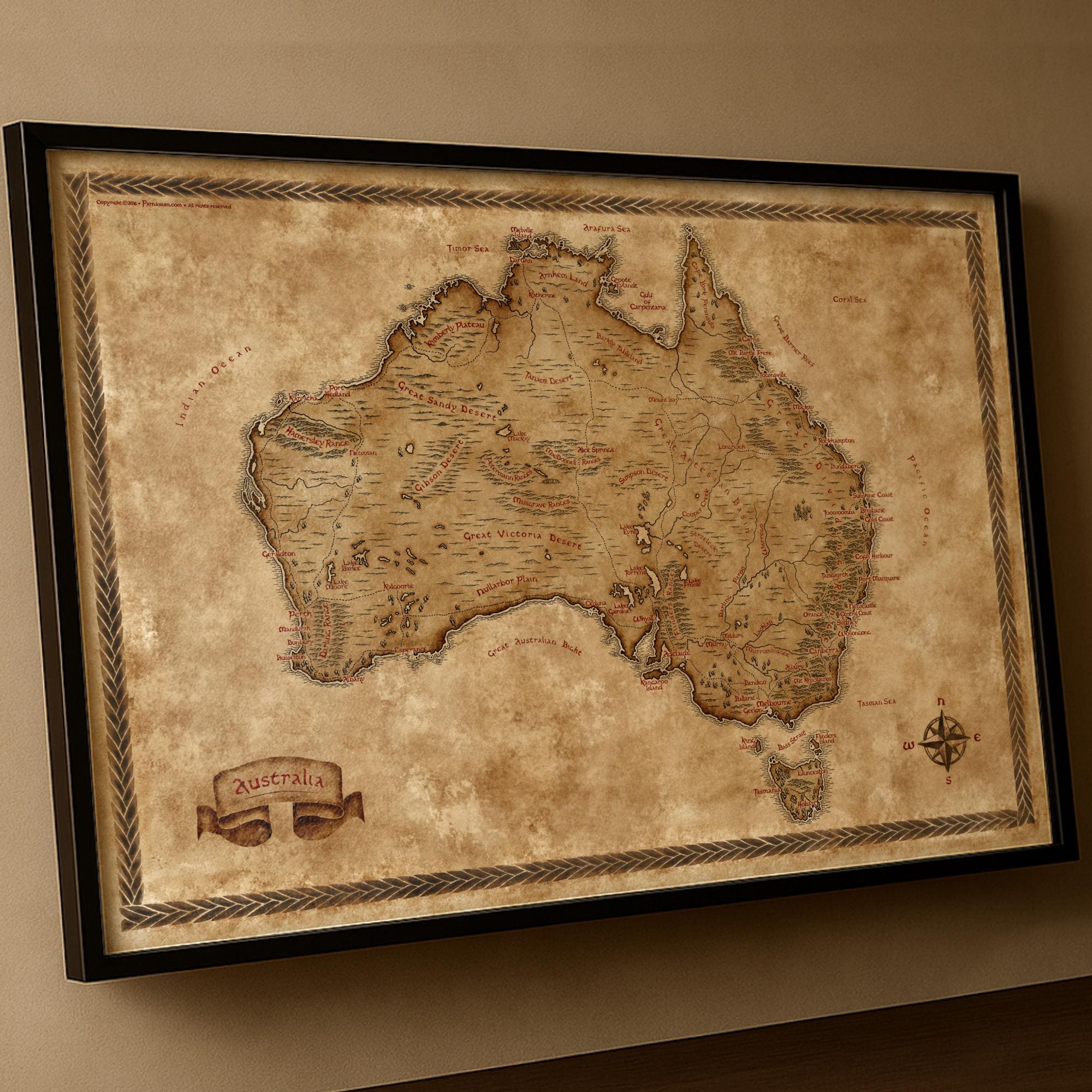 Fantasy Map of Australia: Vintage Style Wall Art - Etsy