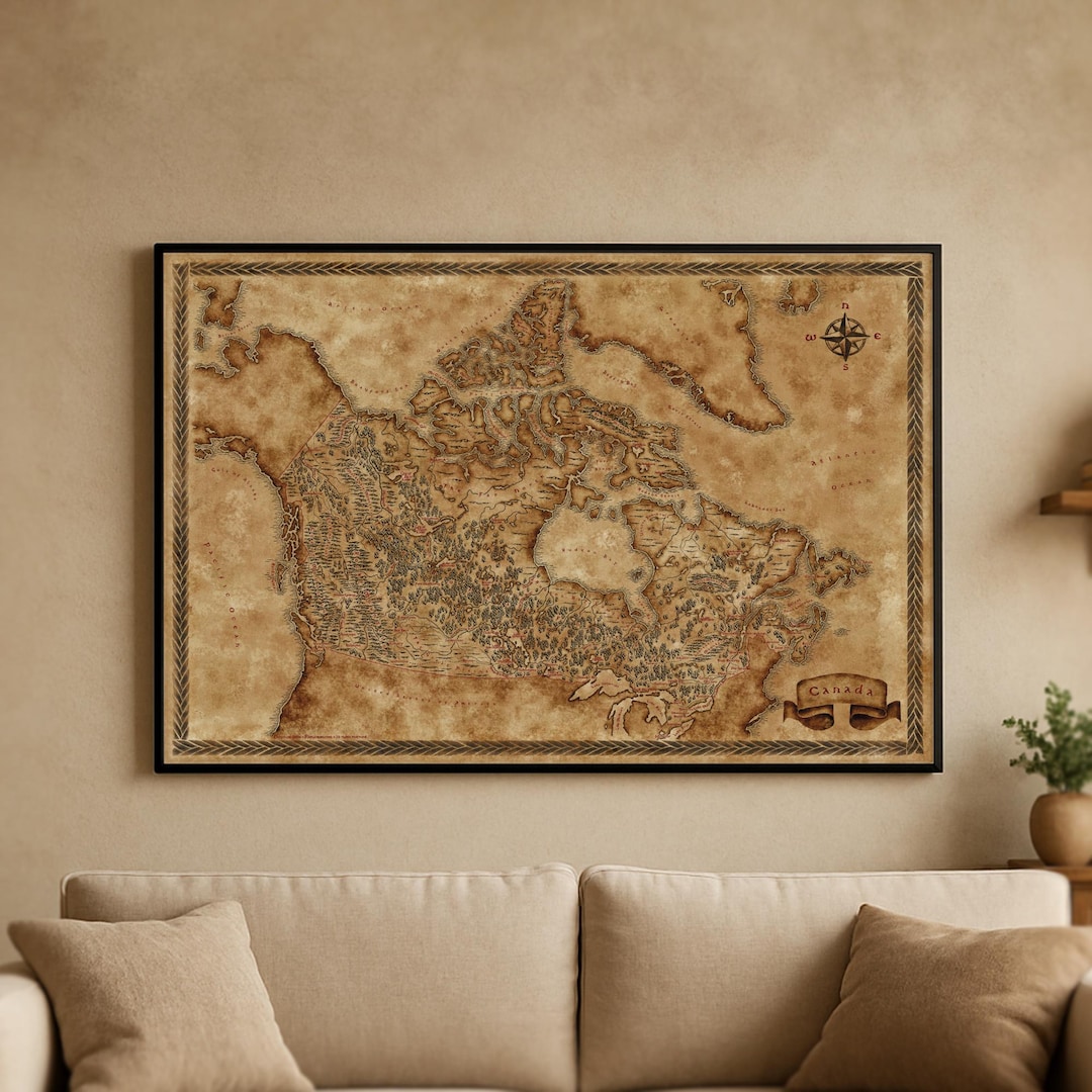 Fantasy Map of Canada Poster: Medieval Style Cartography Print - Etsy