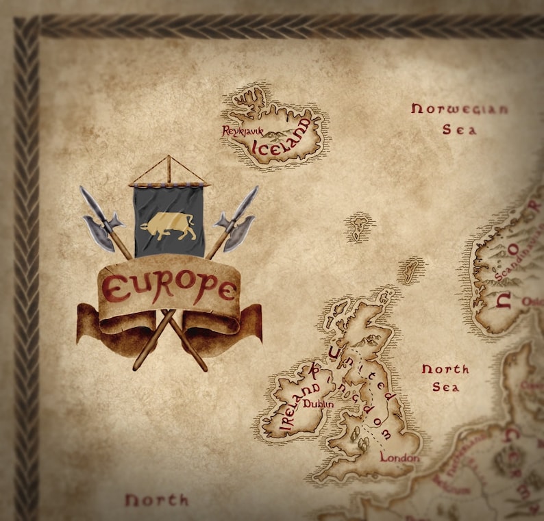 Fantasy Map of Europe: Vintage Style Geek Gift Poster - Etsy