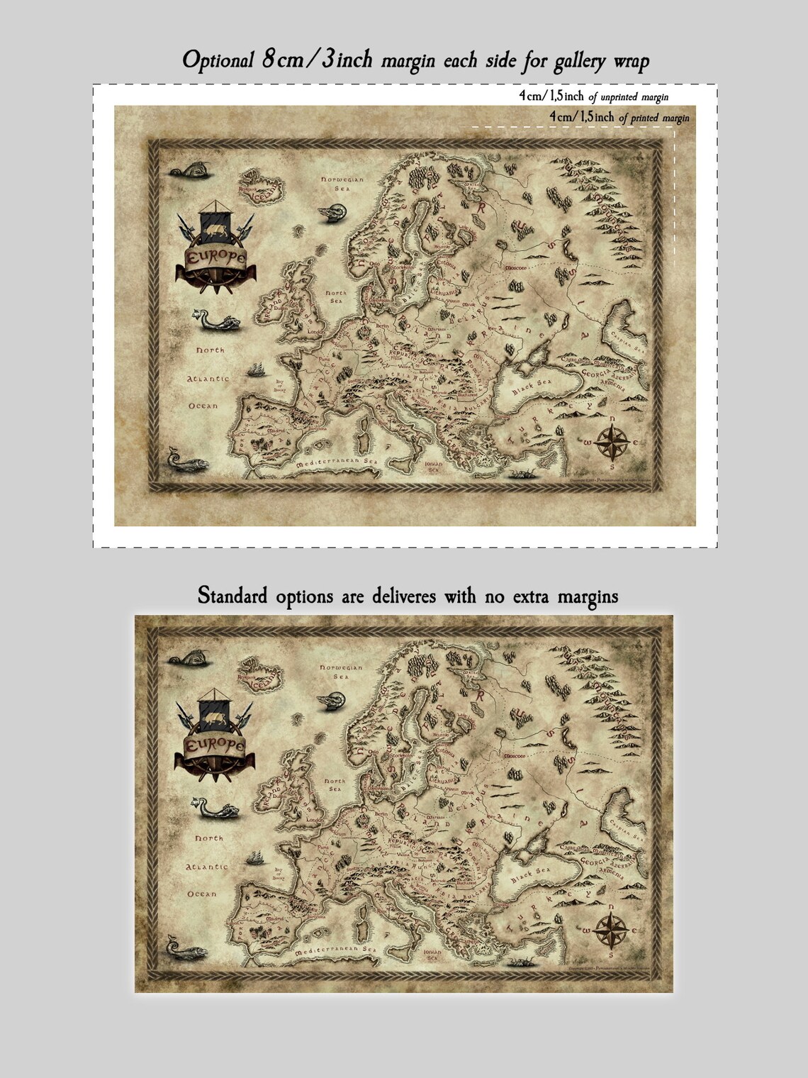 Canvas Map of Europe, Fantasy Europe Map on Canvas - Etsy