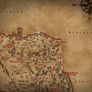 Fantasy Map of Texas Cities Tx Map Texas Map State of Texas | Etsy Canada