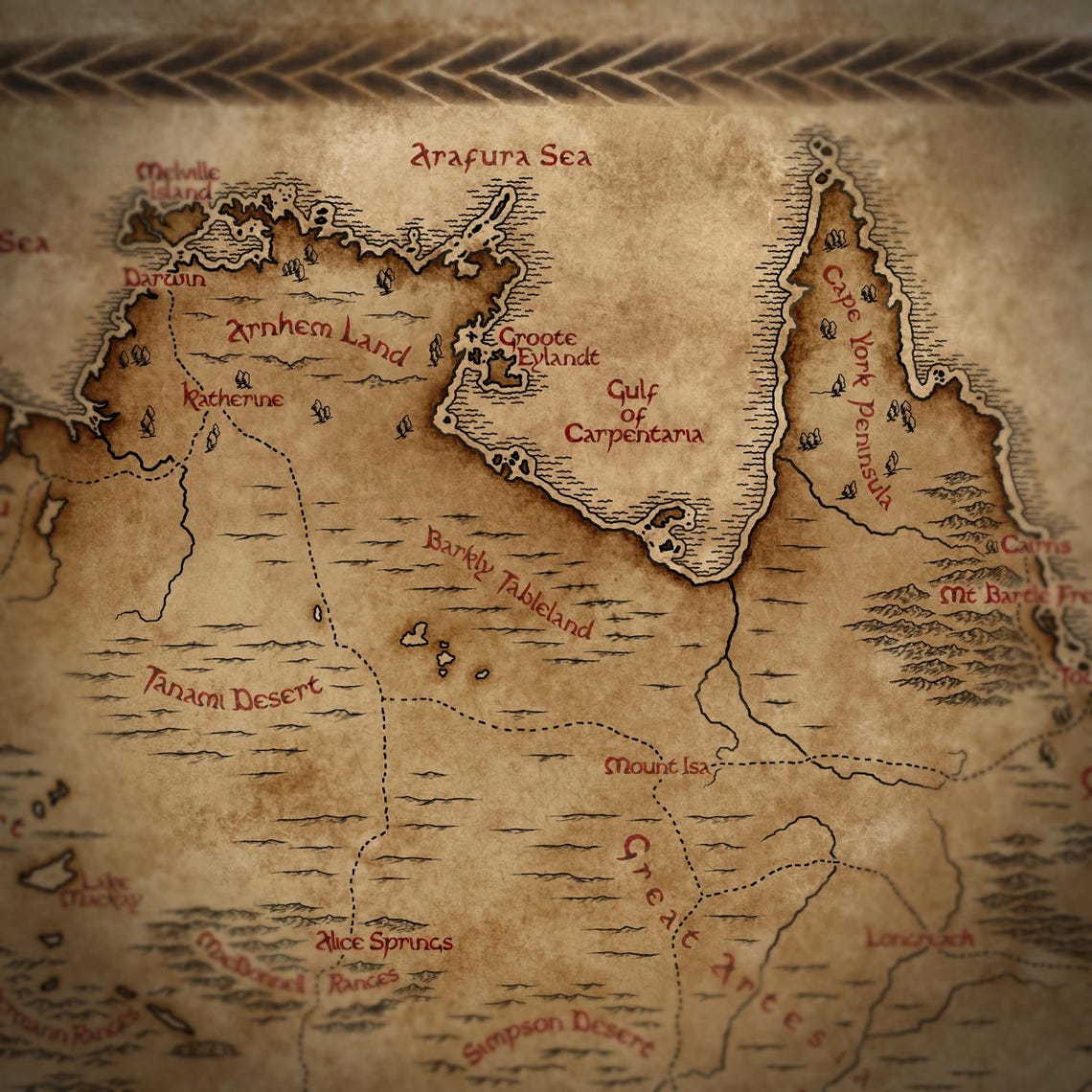 Fantasy Map of Australia: Vintage Style Wall Art - Etsy