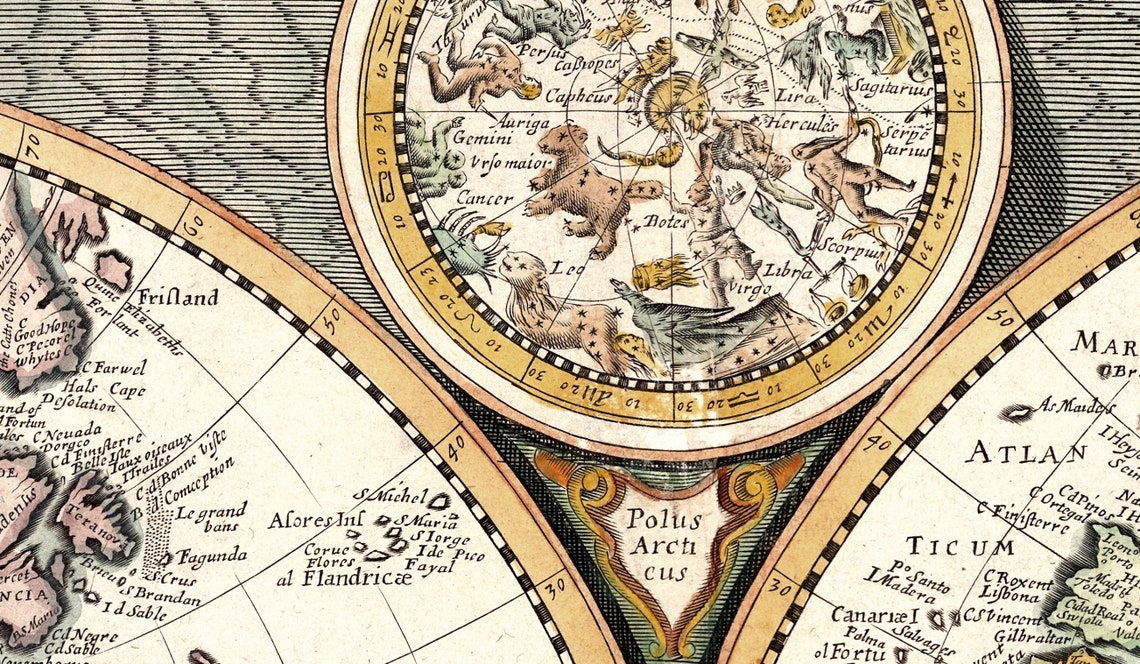Hemisphere World Map, 1642 World Map Reproduction - Etsy