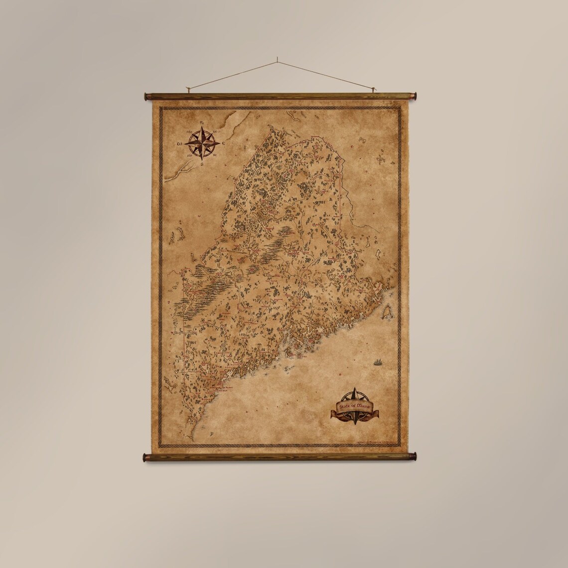 Fantasy Styled Roll Down Map of Maine 29.5 X 41.3 - Etsy