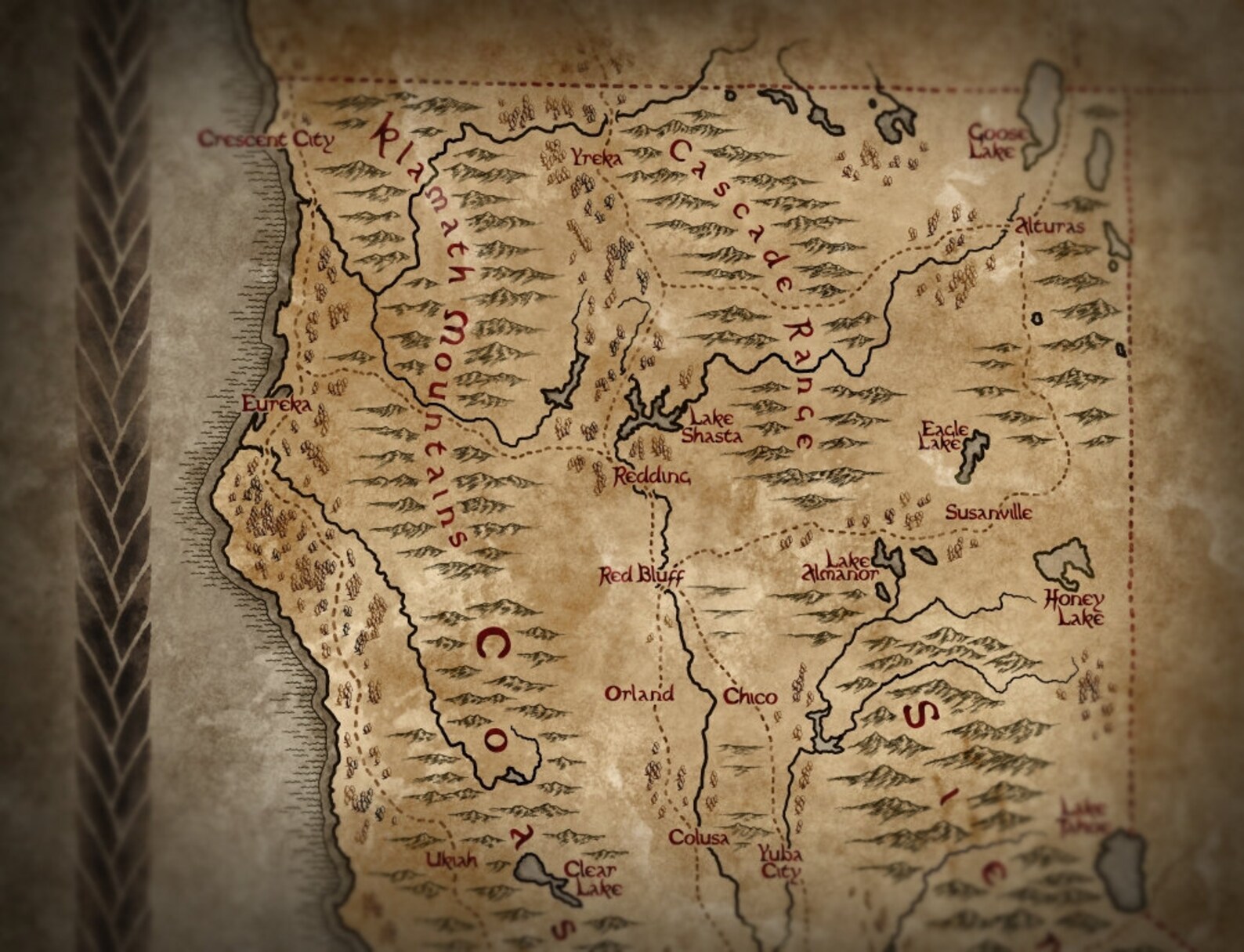 Map of California, Fantasy California Map - Etsy Hong Kong