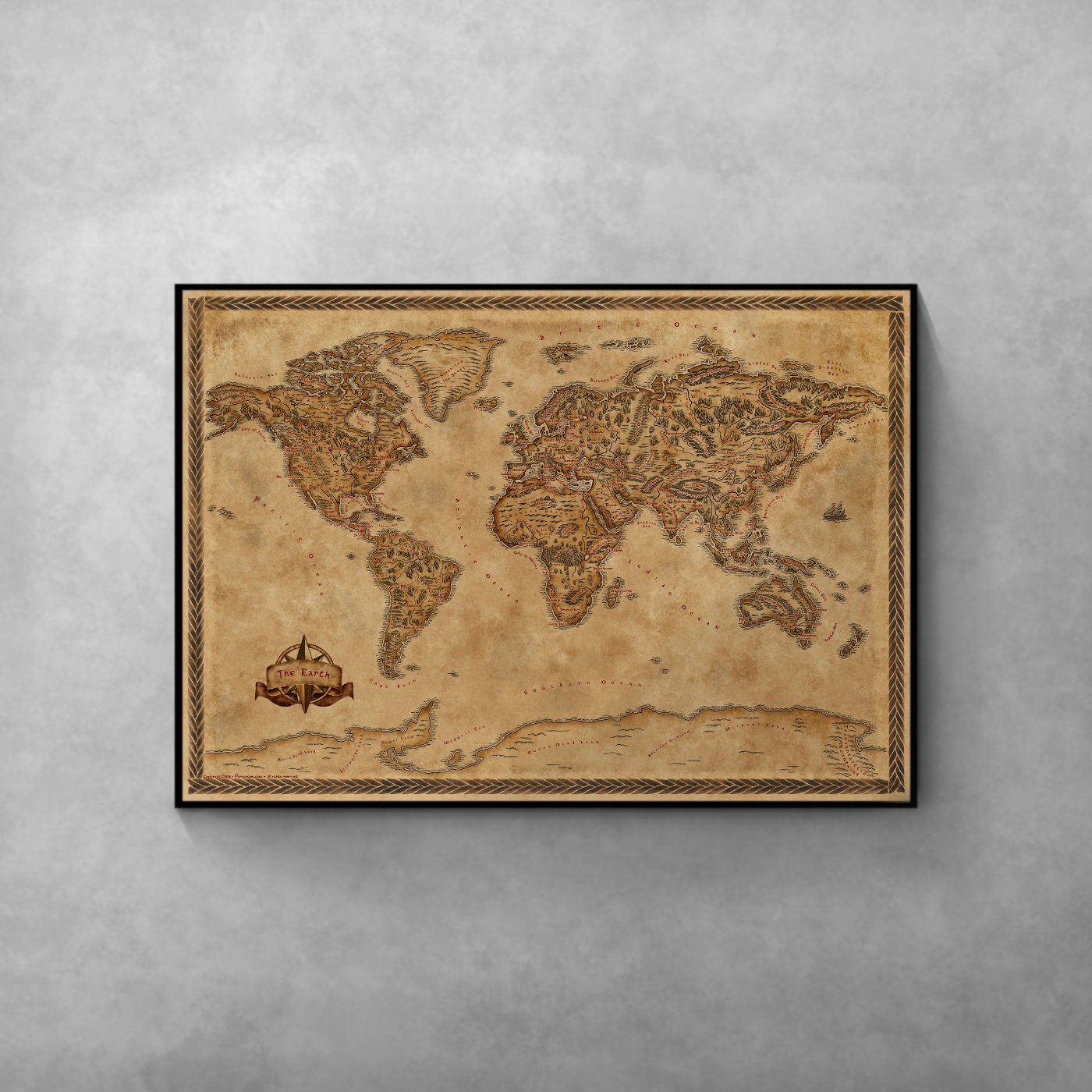World Map Poster Middle Earth Style Map Illustrated Large - Etsy Canada