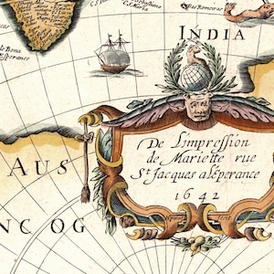 Hemisphere World Map, 1642 World Map Reproduction - Etsy