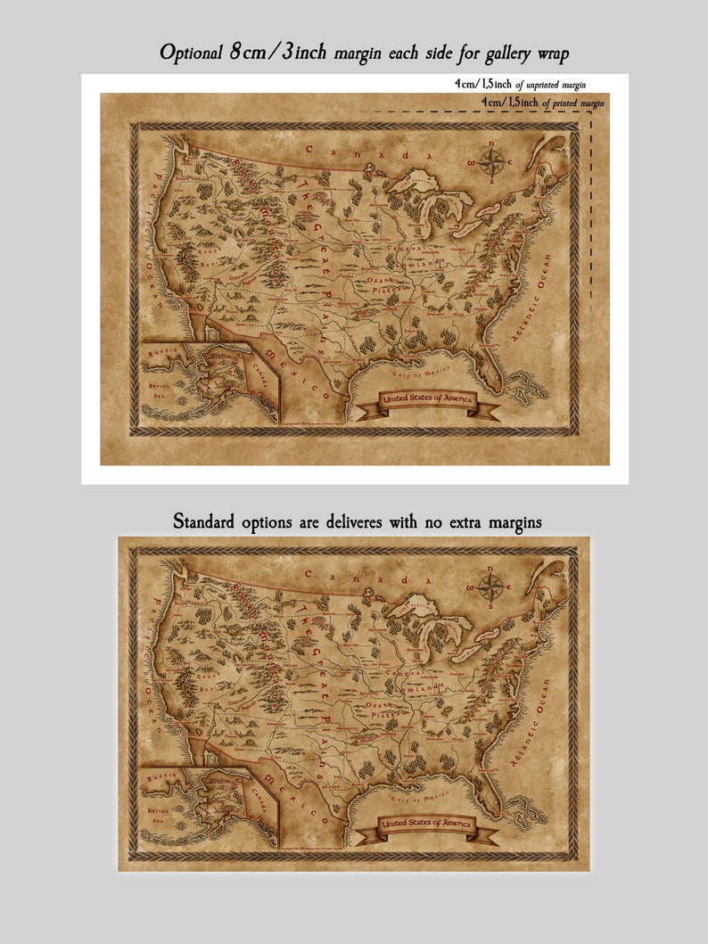 Canvas Map of USA Fantasy US Map on Canvas | Etsy