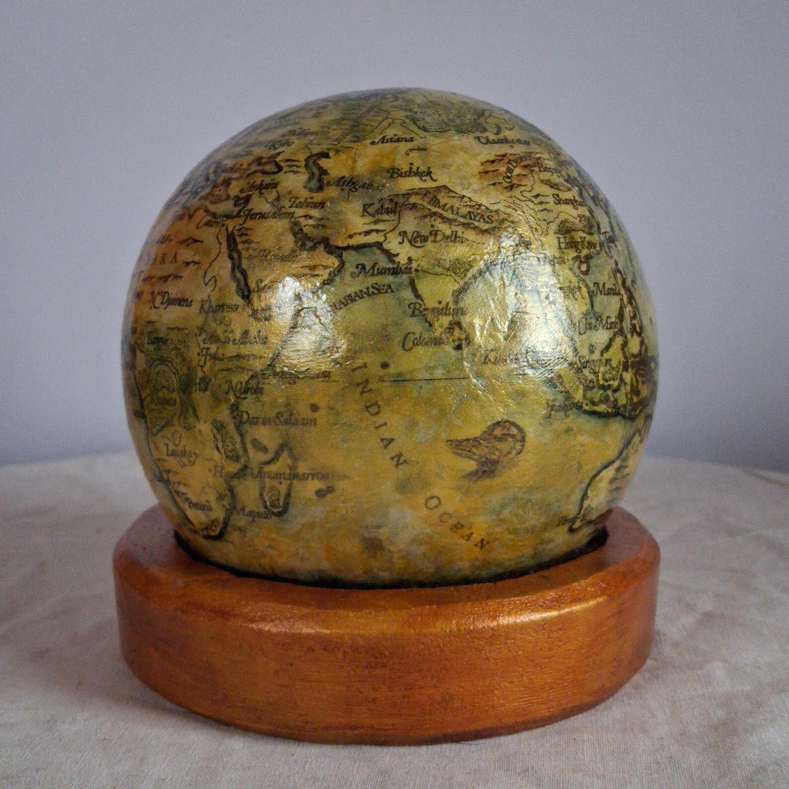 Handcrafted Globe, Handpainted Mini Desk Globe, Small Golden Globe - Etsy
