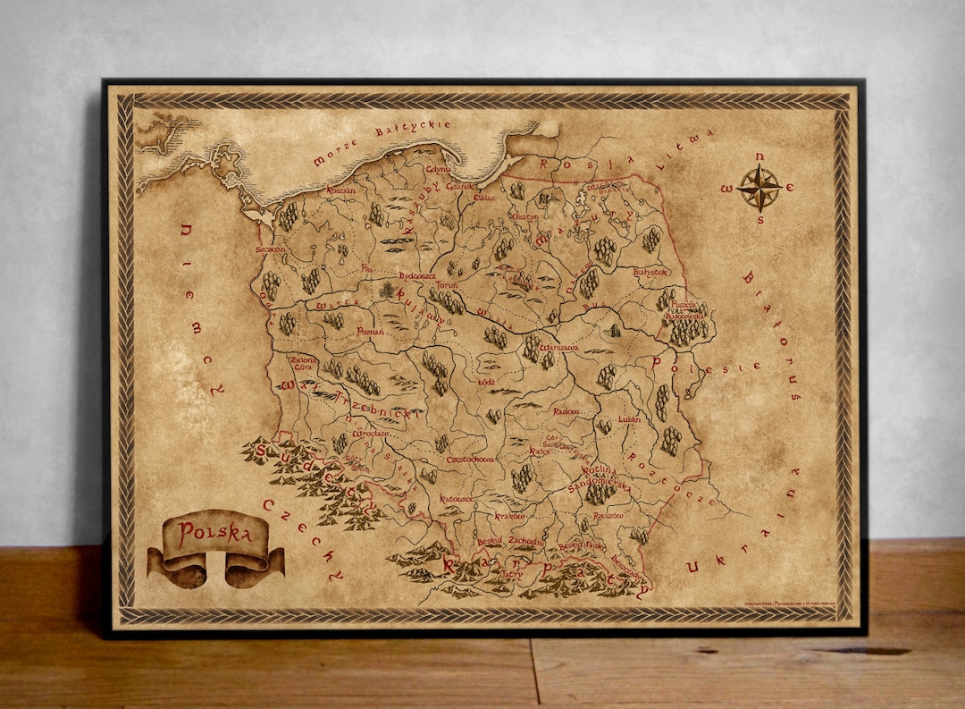 Fantasy Map of Poland: Vintage Style Medieval Cartography Wall Art - Etsy