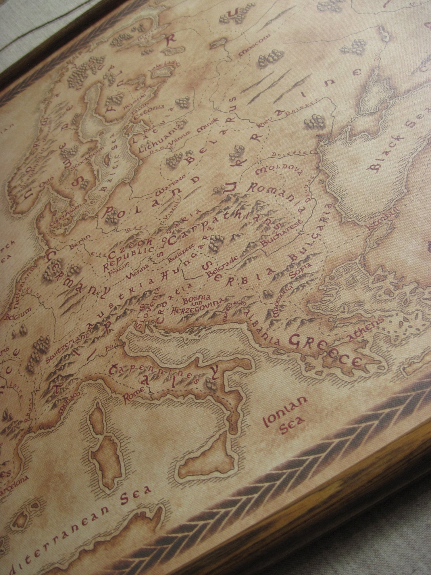 Fantasy Styled Map of Europe Pull Down Canvas Europe Map 83 - Etsy