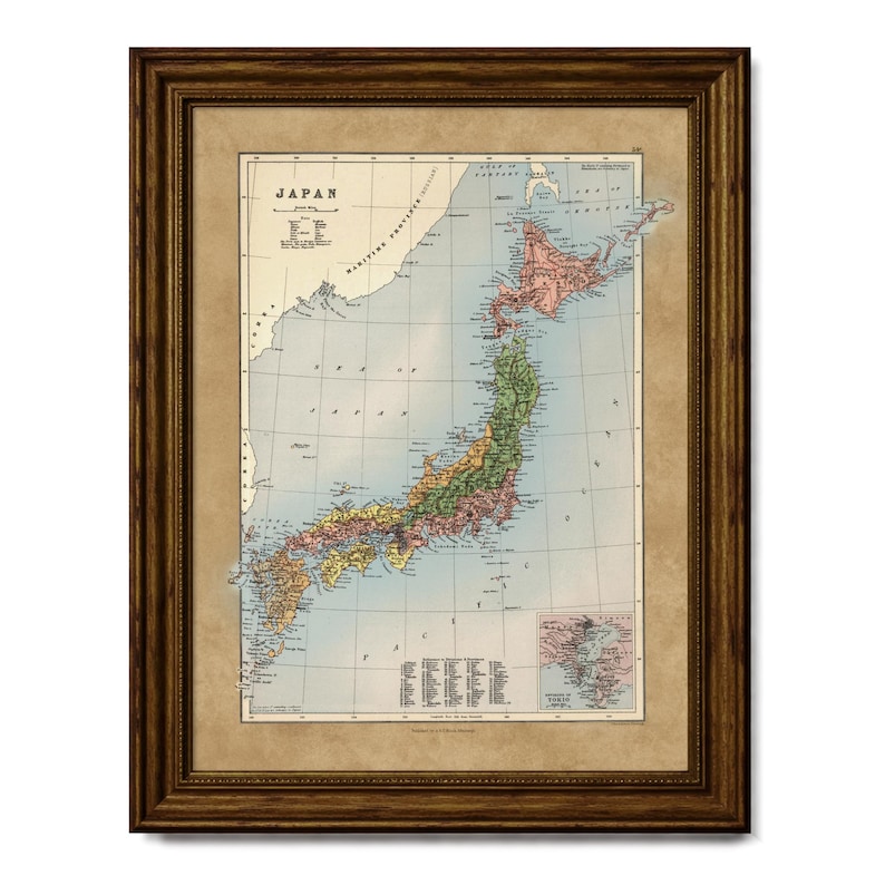 Vintage Japan Map Print: 1884 Reproduction - Etsy