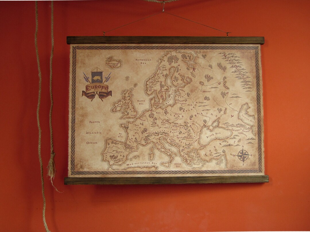 Fantasy Styled Map of Europe, Pull Down Canvas Europe Map, 80 X 60 Cm ...