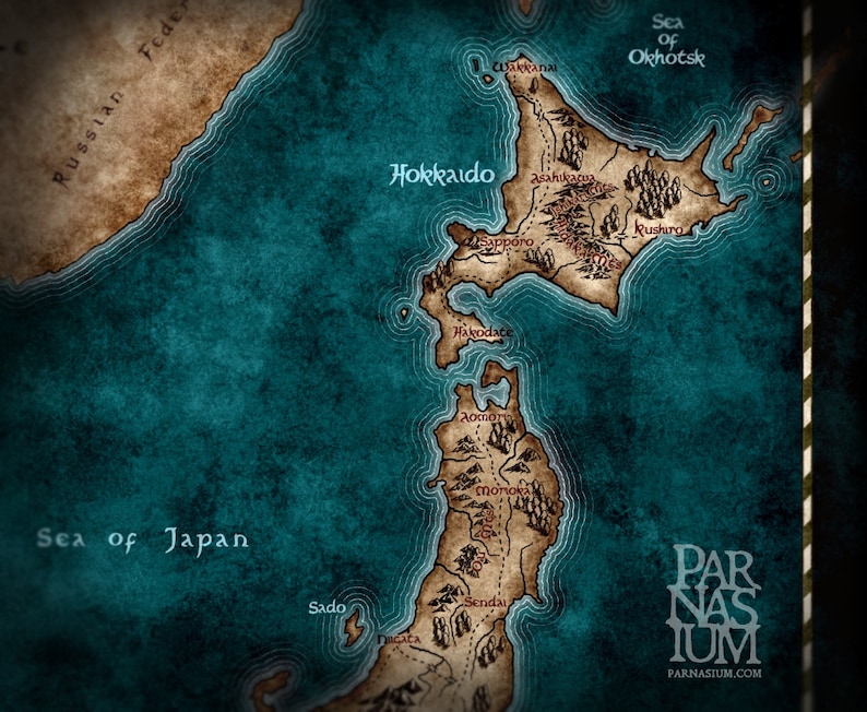Fantasy Map of Japan With Custom Inscription - Etsy