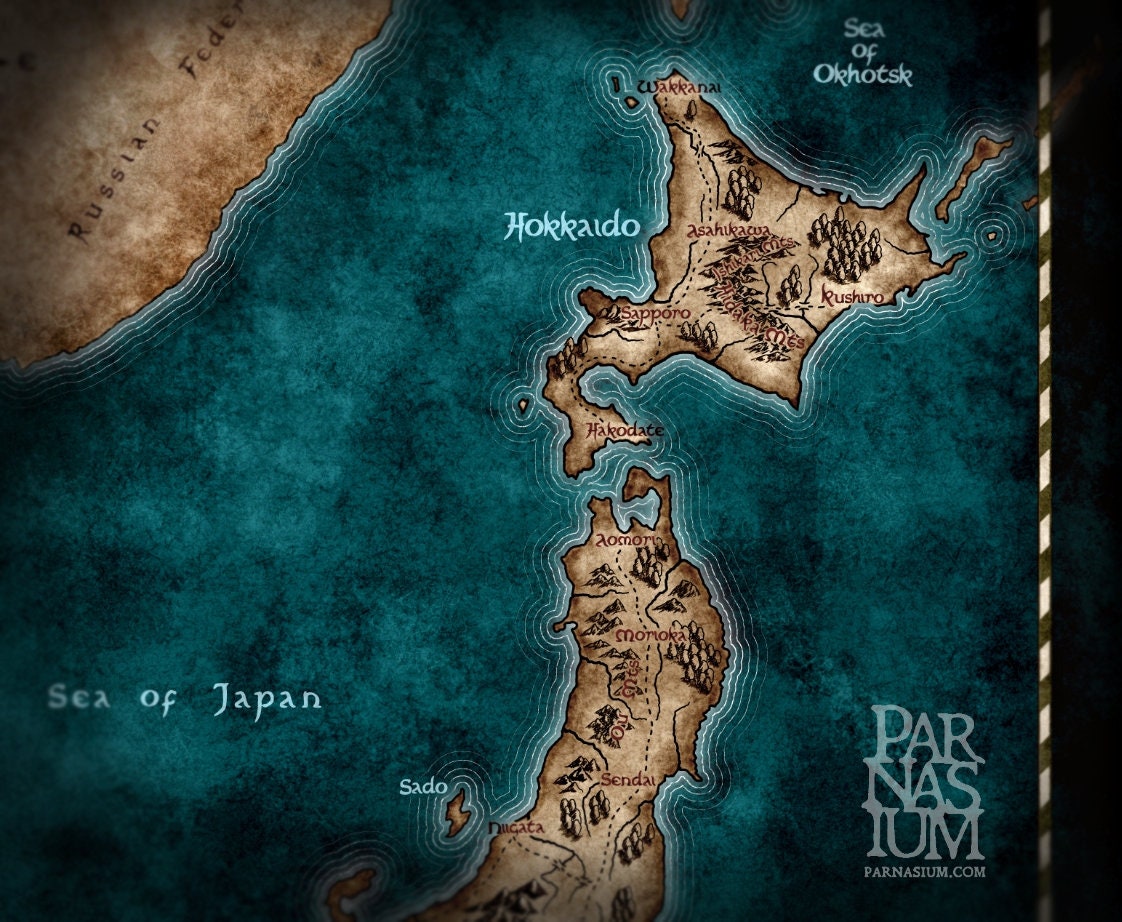 Canvas Map of Japan, Fantasy Japan Map on Canvas - Etsy
