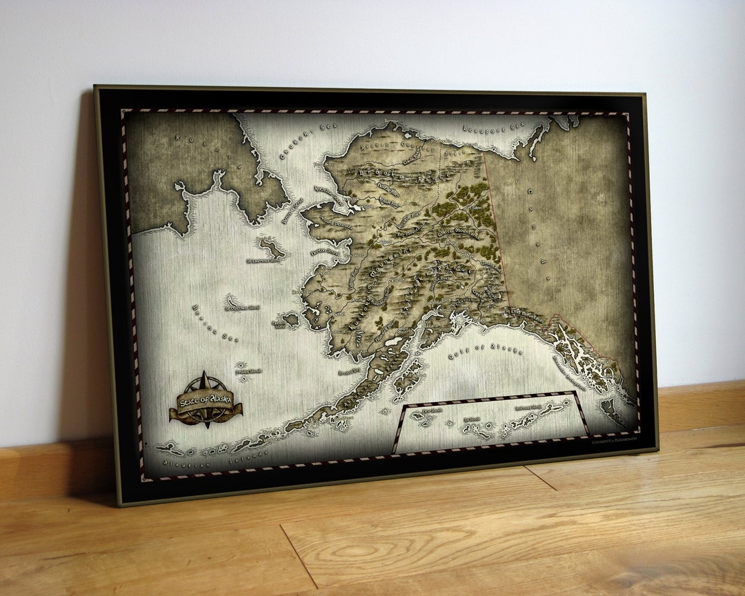 Fantasy Map of Alaska – Customizable With Your Personal Inscription - Etsy