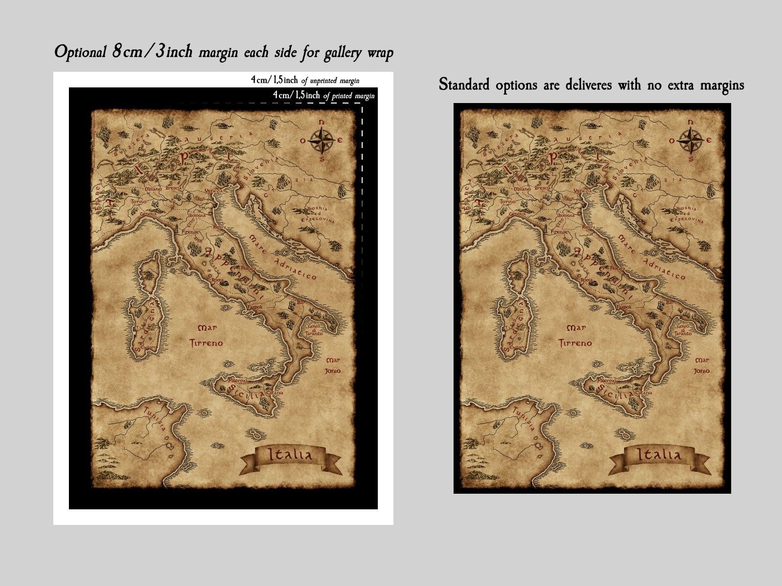 Canvas Map of Italy Fantasy Map Italy on Canvas - Etsy