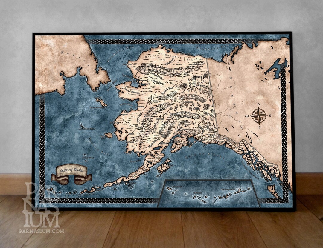 Map of Alaska, Illustrated Alaska Map - Etsy