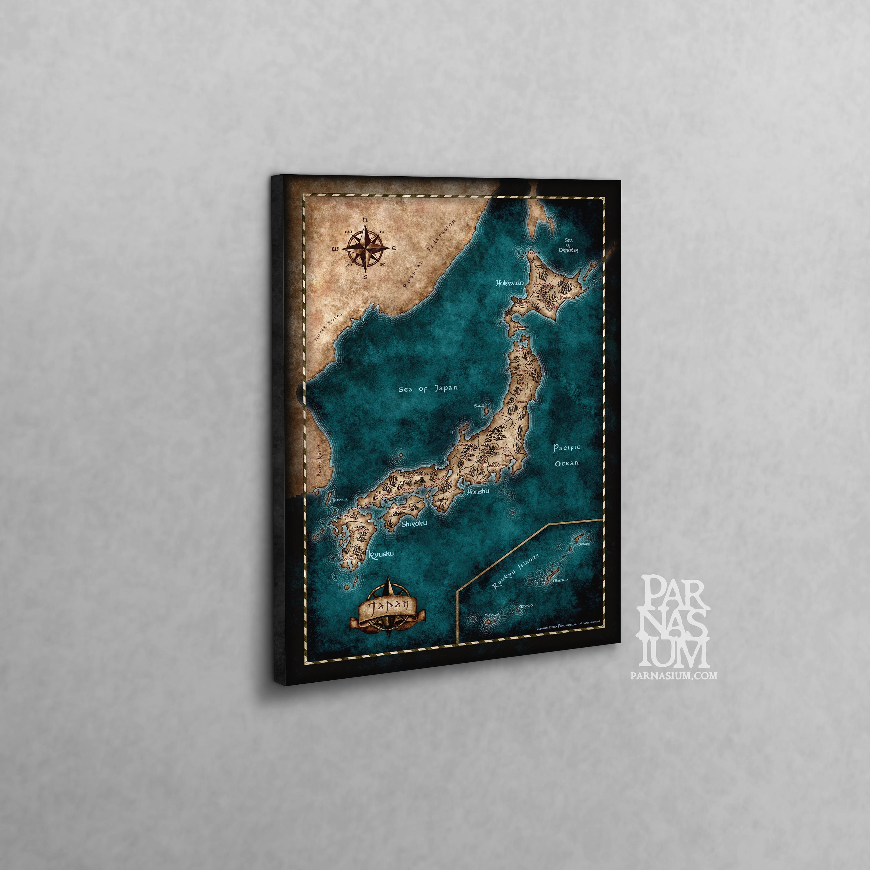 Canvas Map of Japan, Fantasy Japan Map on Canvas - Etsy