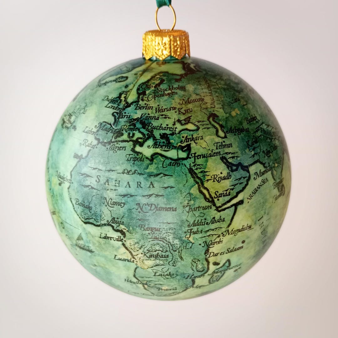Handpainted Globe Christmas Bauble, 10cm / 4in - Etsy