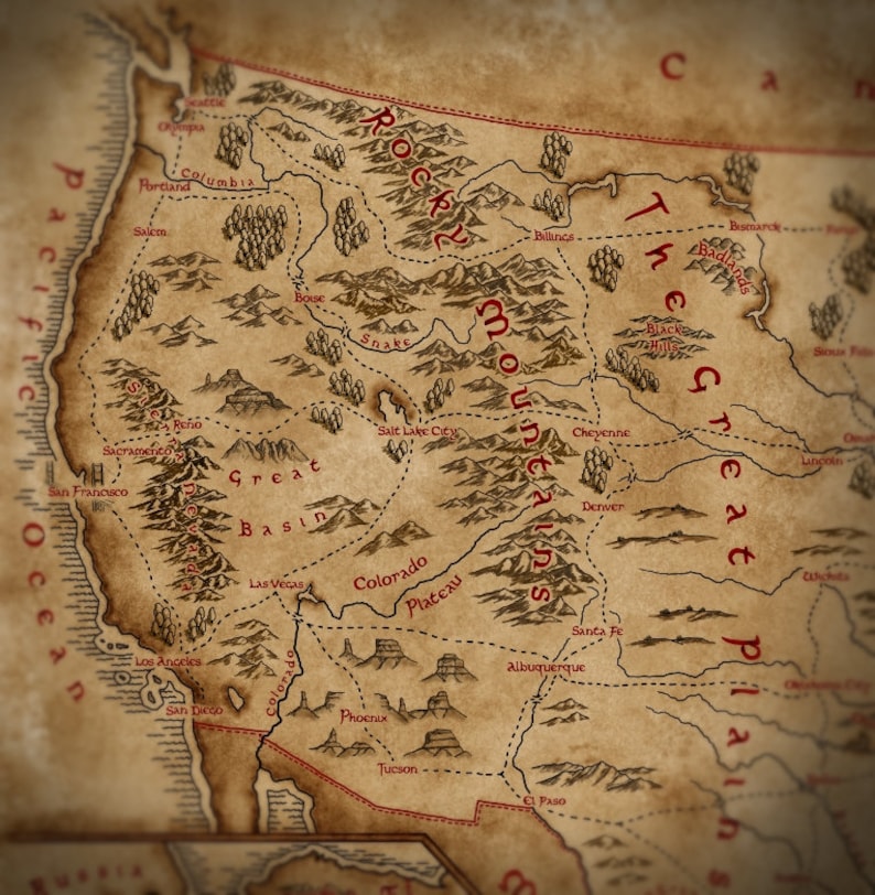 Canvas Map of USA Fantasy US map on canvas | Etsy