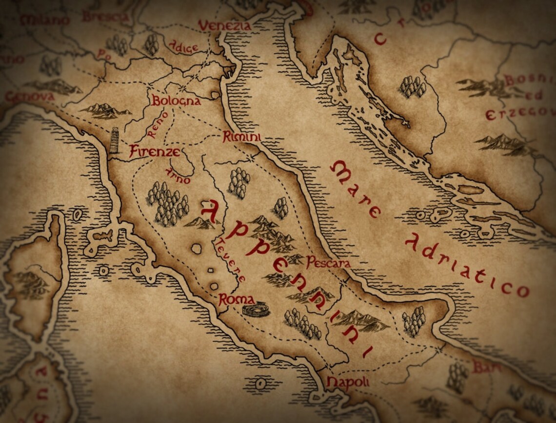 Map of Italy, Fantasy Map Italy, Italian Map - Etsy