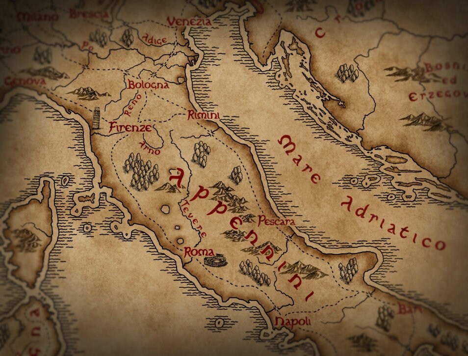 Canvas Map of Italy Fantasy Map Italy on Canvas - Etsy