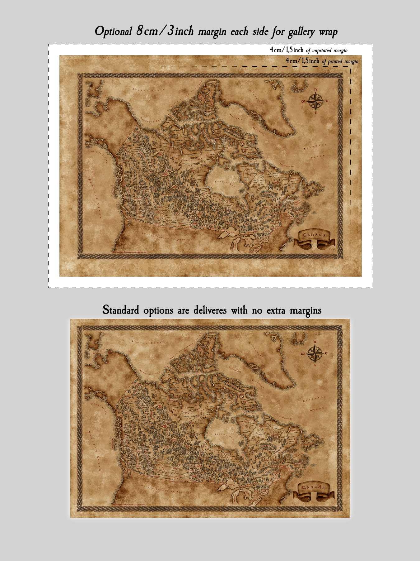 Canvas Map of Canada Fantasy Canada Map on Canvas - Etsy Canada