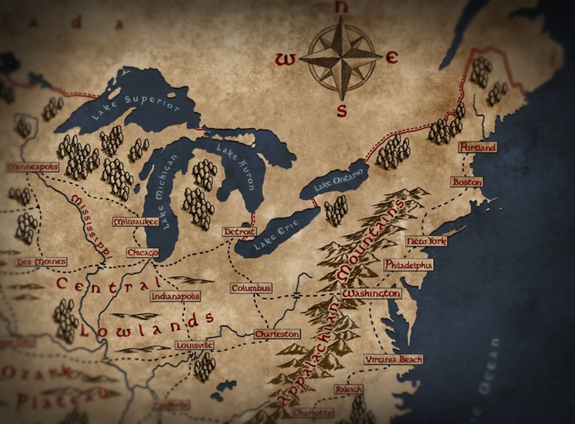 Fantasy Map of United States, USA Map - Etsy