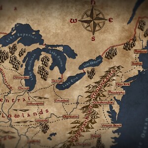 Fantasy Map of United States, USA Map - Etsy