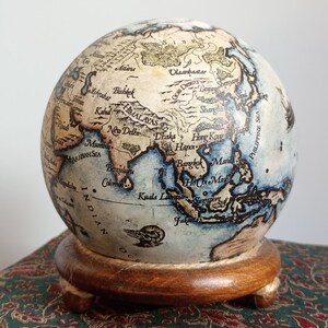 Handcrafted Globe, Handpainted Mini Desk Globe, Small Illustrated Globe ...