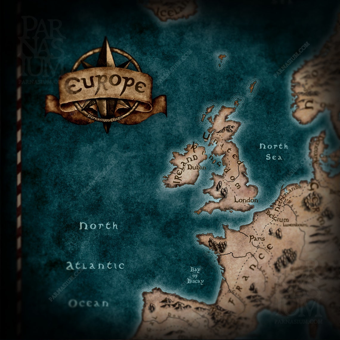 Fantasy Europe Canvas Map: Unique Wall Decor - Etsy