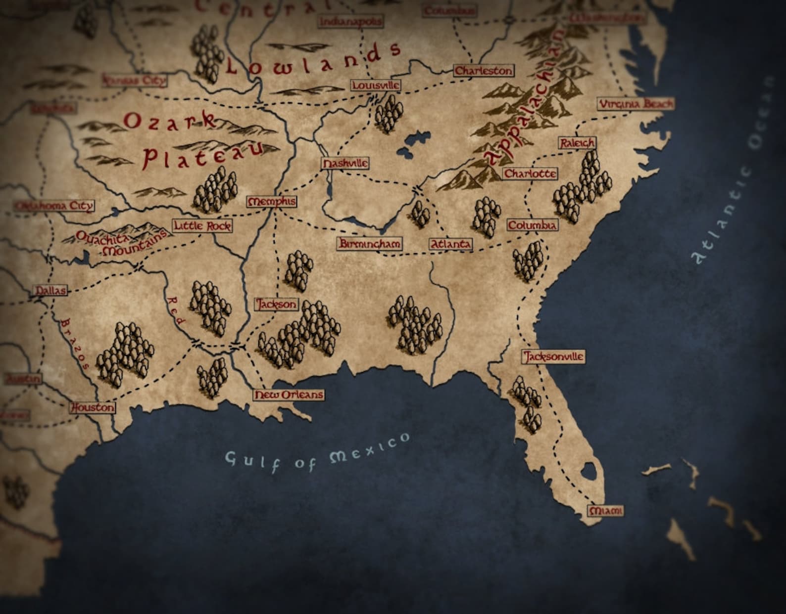 Fantasy Map of United States, USA Map - Etsy