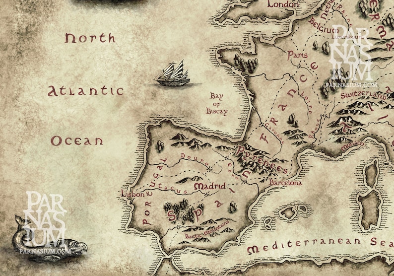 Canvas Map of Europe, Fantasy Europe Map on Canvas - Etsy