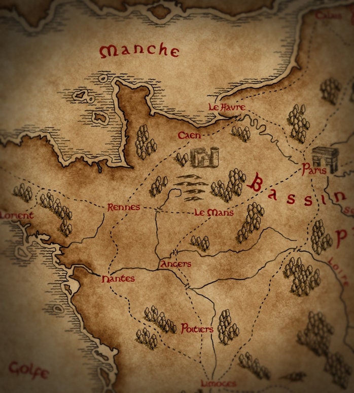 Map of France, Fantasy Map of France, Vintage Stylized French Map - Etsy