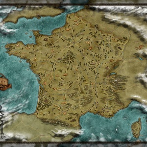 Map of France, Fantasy France Map, French Map - Etsy