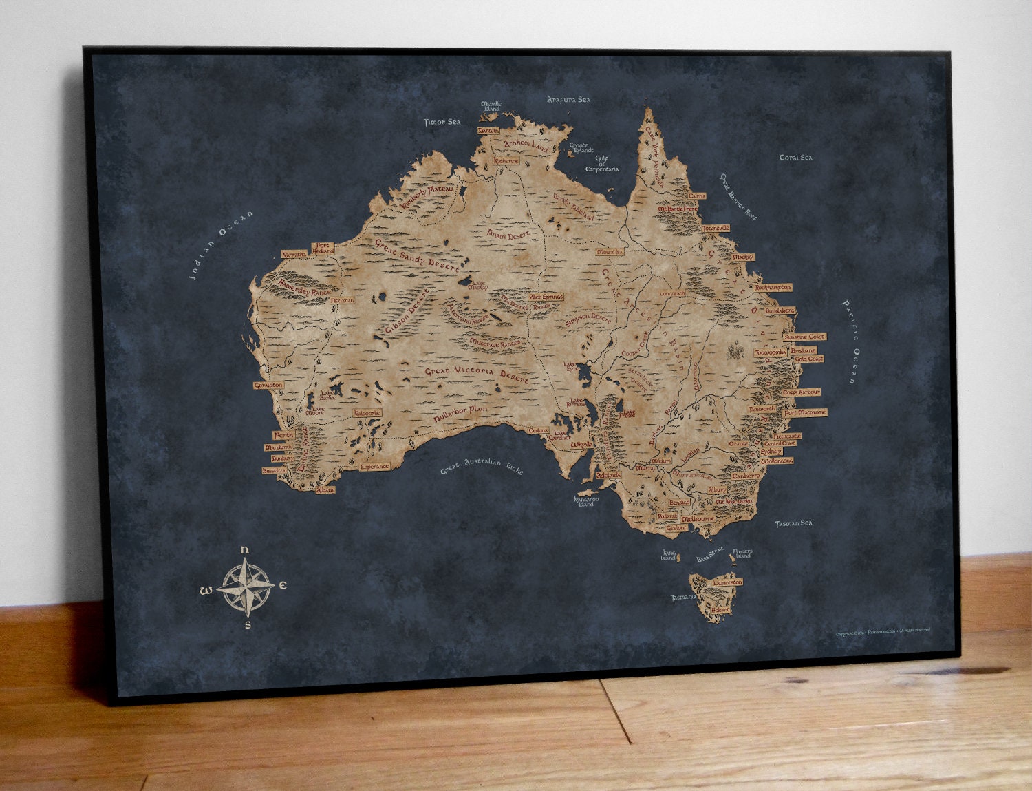 Fantasy Map of Australia, Art Gift Australia, Australia Map Print ...