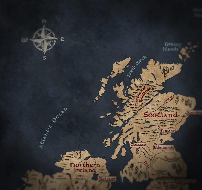 Fantasy Map of UK & Ireland: Medieval Style Canvas Map - Custom ...