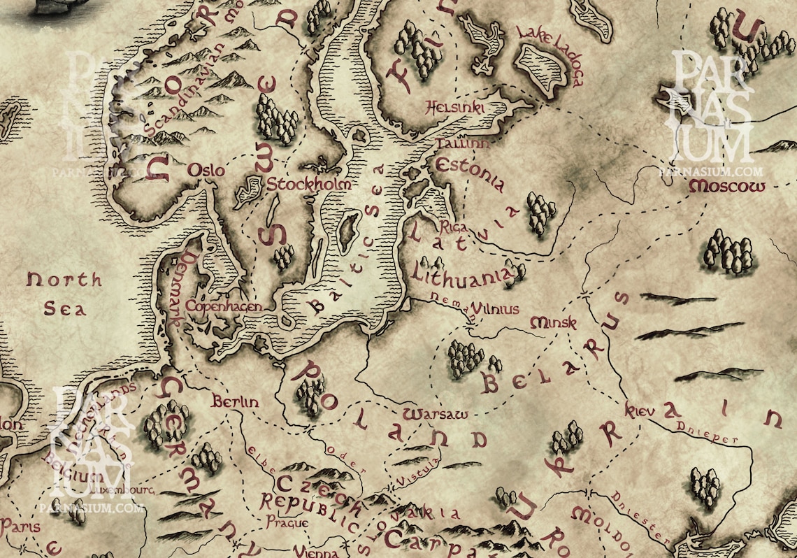 Canvas Map of Europe, Fantasy Europe Map on Canvas - Etsy