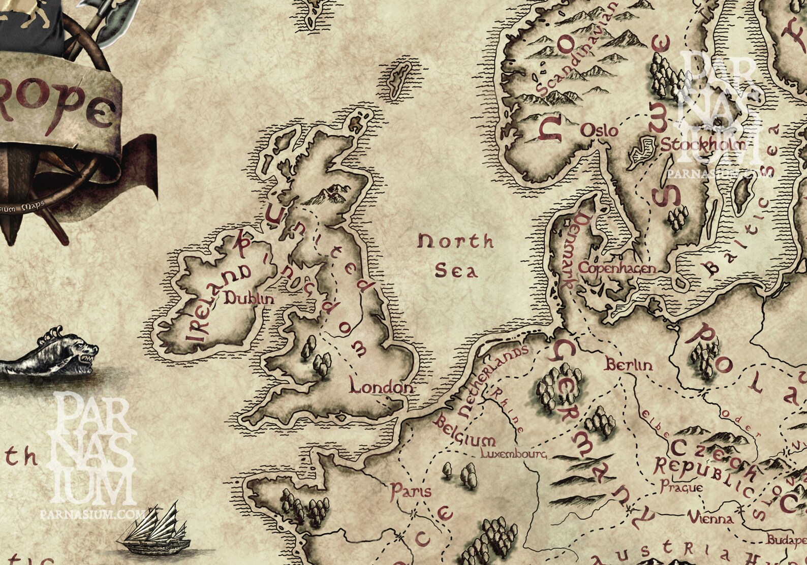 Canvas Map of Europe, Fantasy Europe Map on Canvas - Etsy